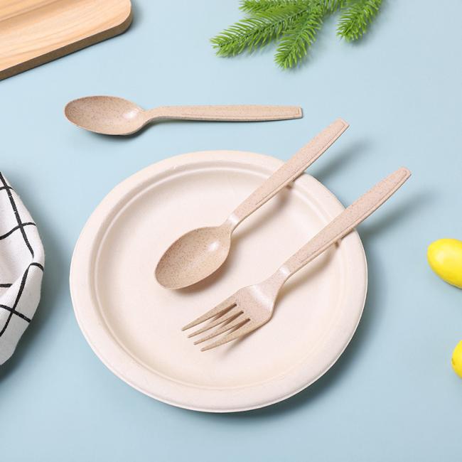 Eco Friendly Disposable Wheat Straw Knife Fork Spoon Biodegradable Tableware