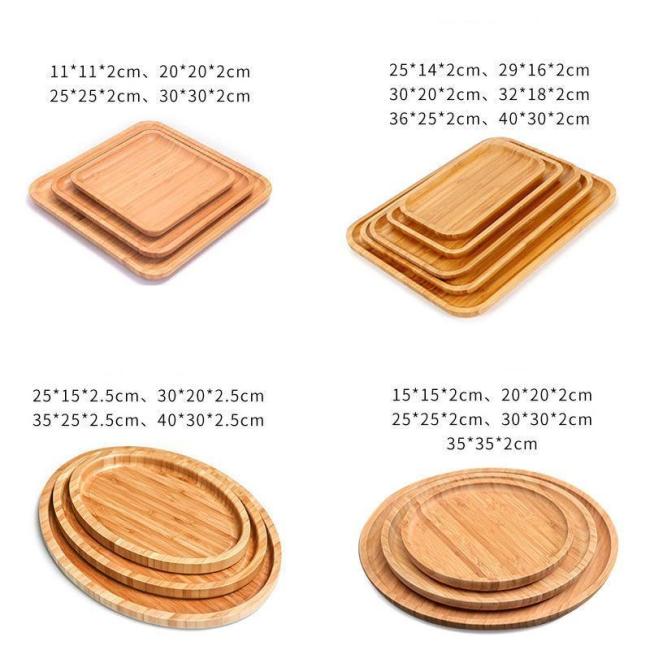 Bamboo Tray Japanese Wooden Tray Rectangular Simple Tea Tray Household Water Cup Tray Wooden End Plate Barbecue Tray Custom
