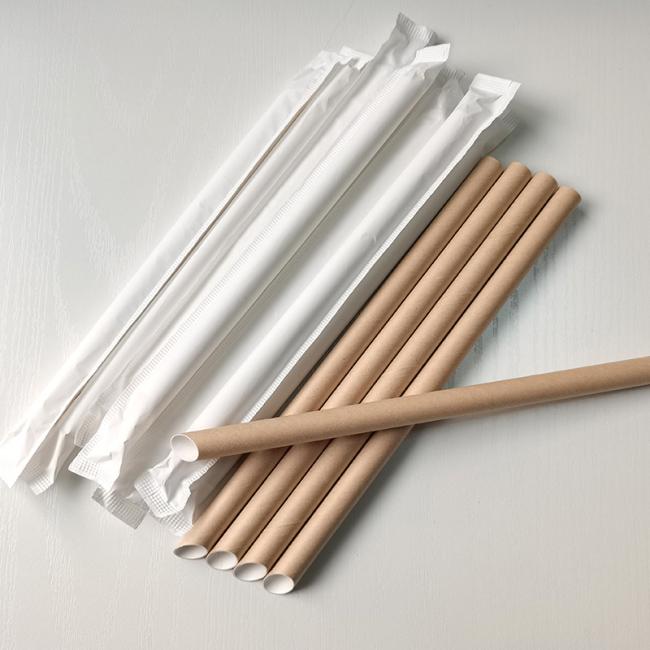 Eco Friendly Disposable Kraft Paper Straw Biodegradable Bubble Tea Paper Straw Individually Wrapped Paper Drinking Straw