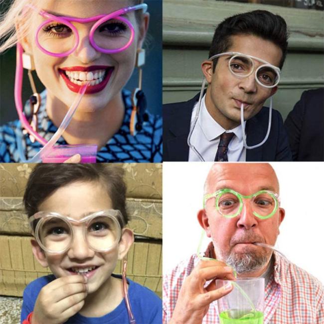 Creative Fun Glasses Straws Crazy Funny Art Straws Party Straws