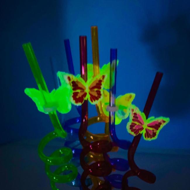 New Luminous Cartoon Creative Straw Bar Personalized Straw Party Decoration Straw Cross-Border Wholesale Spot