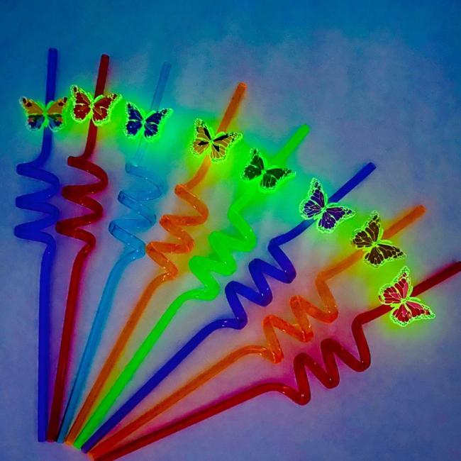 New Luminous Cartoon Creative Straw Bar Personalized Straw Party Decoration Straw Cross-Border Wholesale Spot