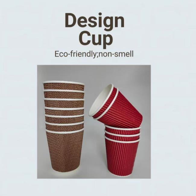 Disposable Biodegradable Coffee Cups Ripple Paper Coffee Cups Disposable Tea Cups