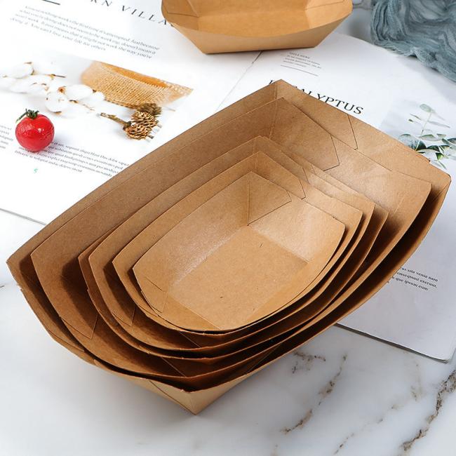 Custom Disposable Kraft Paper Food Tray Fast Food Tray
