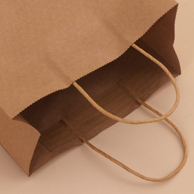 Fast Food Kraft Paper Bag with Handle Food Packaging with Twisted Handle