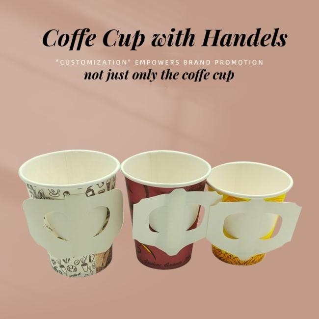 Biodegradable Paper Cup with Handle for Hot Drinks Tea &amp; Coffee