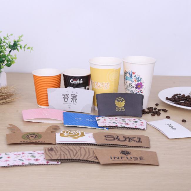 New Style Paper Cup Sleeve Fits 10/12/20/24 Oz Custom Paper Coffee Cup Sleeves