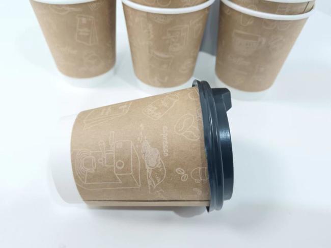 Disposable Coffee Cup Double-Layer Paper Cup with Lid