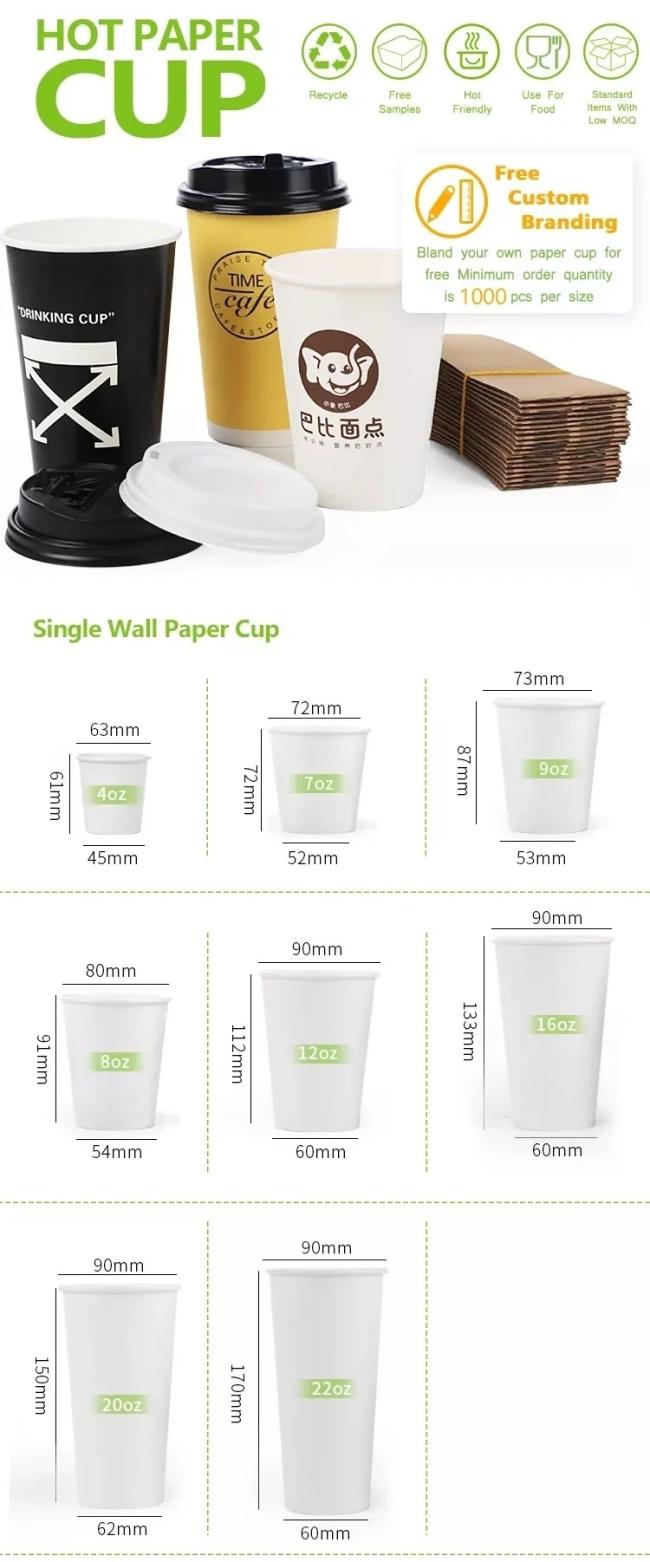 Cheap Coffee Cup Disposable Cup Takeaway Coffee Paper Cups with Lid