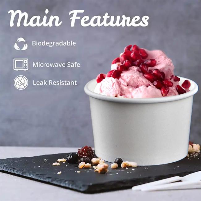 Factory Price Packaging Disposable Eco Friendly Ice Cream Paper Cups with Lid Spoon