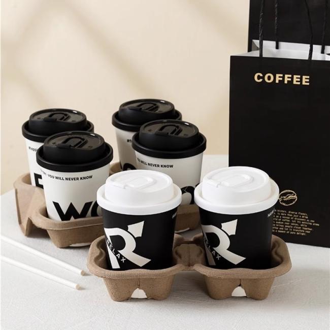 Takeout Cup Milk Tea Coffee One-Time Packaging Base Customized Single Cup Double Cup Four Cups Special Tray Cup Holder