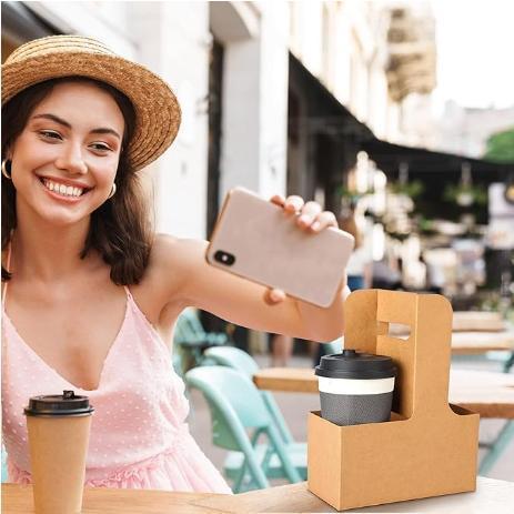 2 Cup Disposable Paper Cup Holder for Drink Takeout