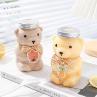 China Wholesale Bear Shape PET Plastic Bottle 350ml 450ml 700ml with Cap Reusable Juice Milktea for sale