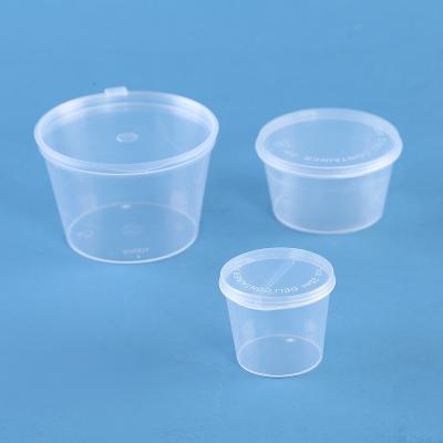 China 1oz-5oz PP Disposable Plastic Cup with Hinged Lid Take Away Sauce Cup Custom Logo for sale