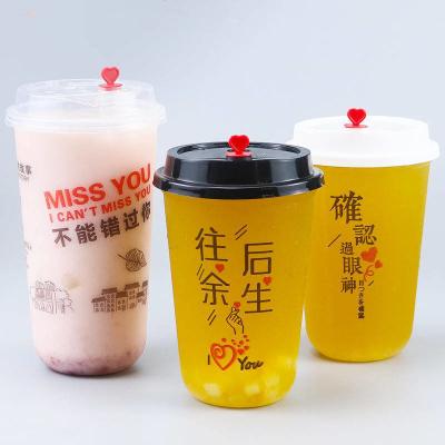 China Custom Logo Print Plastic Cup Disposable Ice Coffee Cold Cup Pet PP with Lids Straws for sale