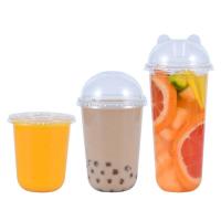 China Custom Printed Clear Biodegradable PLA Plastic Cups 12oz 16oz 20oz 24oz Disposable Bubble Cup for sale
