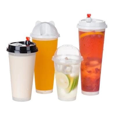China Transparent Plastic Cups with Lid 13.000kg Gross Weight Package Customized Logo Disposable for sale