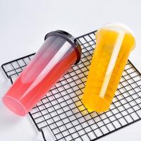 China Customized Clear PP Disposable Plastic Cup 500ml with Lid for Bubble Tea Beverage for sale