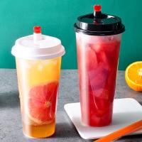 China Customized Clear PP Disposable Plastic Cup 500ml with Lid for Bubble Tea Beverage for sale