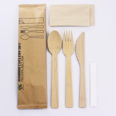 China Bamboo Tableware Customized Biodegradable Disposable Fork Spoon Knife for Green Meals for sale