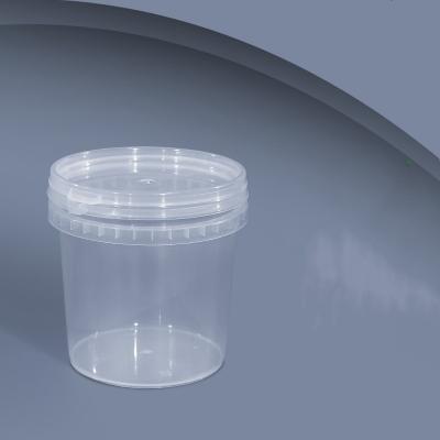 Seau en plastique transparent de qualité alimentaire avec remboursement couleur multi-couvercle et poignée