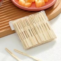 China Eco-Friendly Disposable Bamboo Fruit Fork 9cm Customizable Durable Biodegradable Cutlery for sale