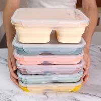 Quality Food Grade Three Compartments Silicone Bento Lunch Box for Kids Customized for sale