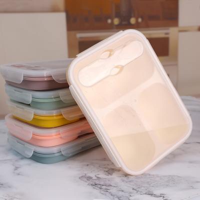 China Food Grade Three Compartments Silicone Bento Lunch Box for Kids Customized Request for sale