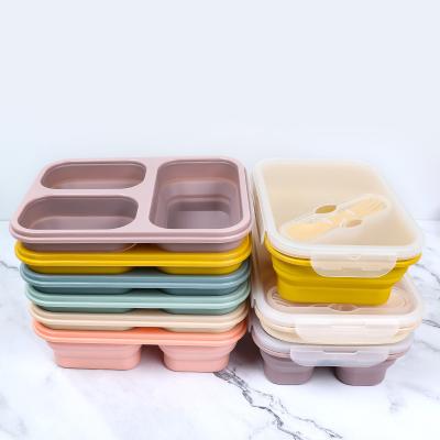 China Food Grade Three Compartments Silicone Bento Lunch Box for Kids Customized Request for sale