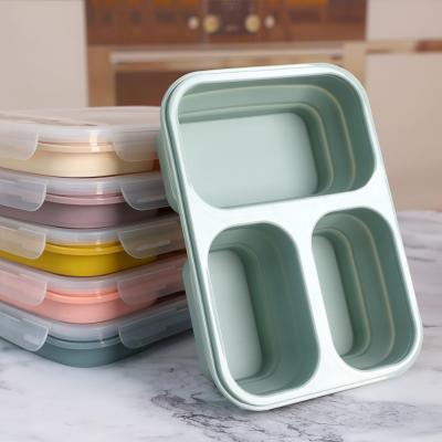 China Food Grade Three Compartments Silicone Bento Lunch Box for Kids Customized Request for sale