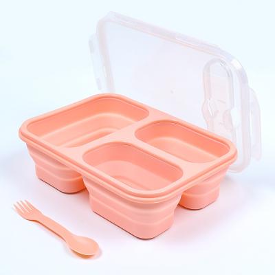 China Customized Straight Style Silicone Lunch Box with Different Size 3-Grid Portable for sale