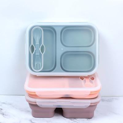 China Practical 1000ml Lunch Box with 3 Compartments Eco-Friendly Silicone Material for sale