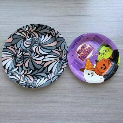 China Paper Plate and Plate 9inch Round Disposable Plate 300GSM Eco-Friendly Customizable for sale