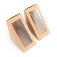 China OEM Triangular Transparent Window Kraft Paper Sandwich Box 3-5 Days Sample Custom Size for sale