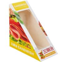China OEM Triangular Transparent Window Kraft Paper Sandwich Box 3-5 Days Sample Custom Size for sale
