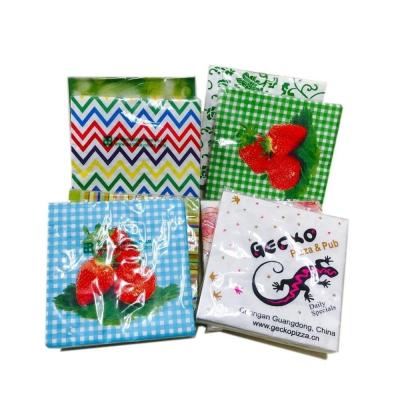 China Custom Logo Multicolor Printed Disposable Table Napkin Tissue Serviette Paper Napkins for sale