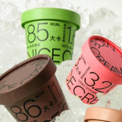 China Pago inicial Taza redonda de papel desechable personalizada para envases pequeños de helados en venta