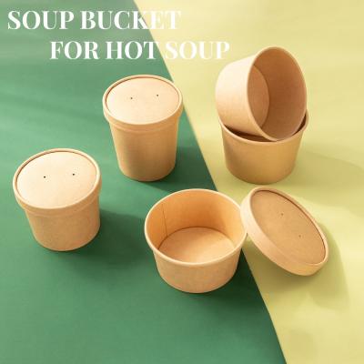 China Simple Design18oz Paper Soup Cups Packing Buckets with Package Gross Weight 15.000kg for sale