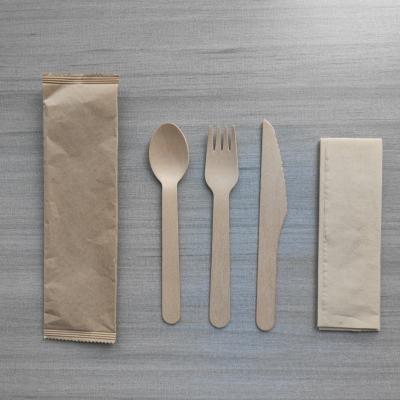 China Eco-Friendly Disposable Wooden Cutlery Set for Camping Multi Color and Biodegradable for sale