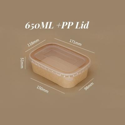 Cina US 0,500 kg Peso lordo Produzione Biodegradabile da asporto 650 ml Cartone di carta Kraft per alimenti in vendita