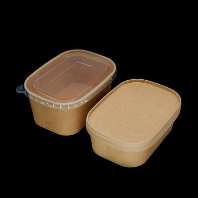 China Disposable Salad Bowl and Burger Kraft Paper Box with Paper Lid in Different Size for sale