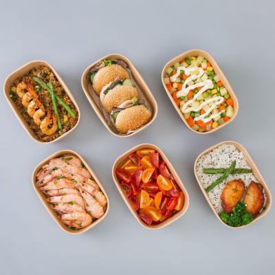 China Disposable Salad Bowl and Burger Kraft Paper Box with Paper Lid in Different Size for sale