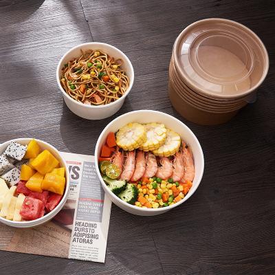 Cina Tazza per l'insalata a base di carta kraft usa e getta personalizzata con logo in multi colori riciclabile in vendita