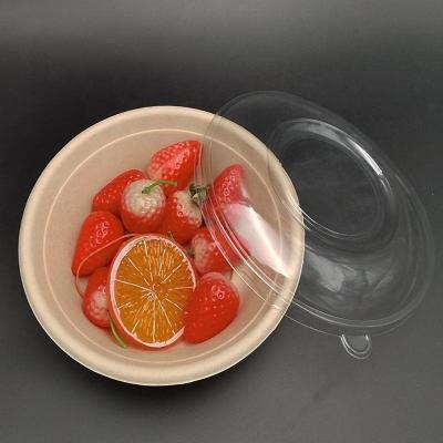 China Eco-Friendly Disposable Degradable Sugarcane Bagasse Pulp Salad Bowl with Lid Full Payment for sale