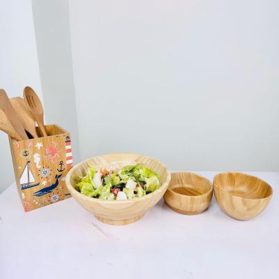 China Bamboo Bowls Natural Custom Logo Reusable Wood Fiber Salad Fruit Dough Flat Bottom Bowl for sale