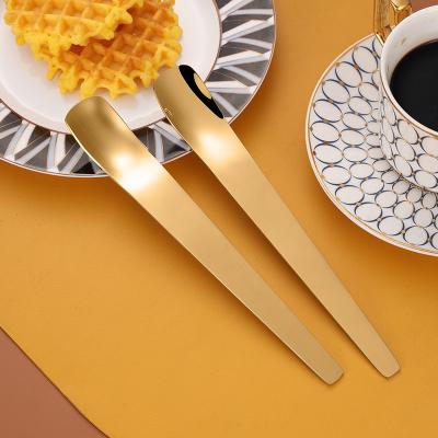 China Customized Metal 304 Stainless Steel Ice Cream Scoop Slender Spoon for Dessert Square for sale