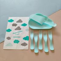 China Custom Disposable Plastic Cake Cutlery Set Cloud Shape Plate Knife Fork 100pcs for sale