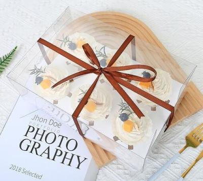 Transparent Flexographic Printing Paper Dessert Packaging Box 2PCS Cup Cake Package