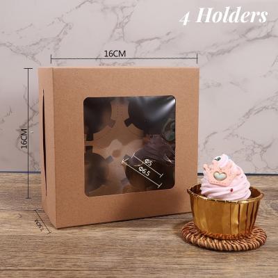 Cina Fornitura regolare Customized 4 fori Kraft Paper Cupcake Box 300GSM-400GSM con rivestimento in vendita