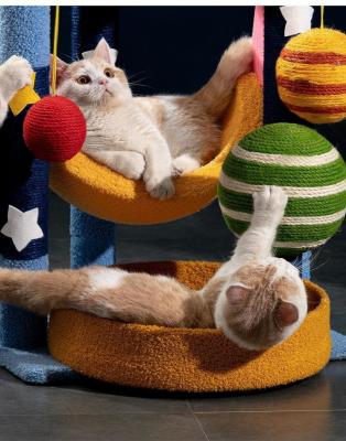 China Custom Size Cat Tree with Cat Scratch Pillar and Crawling Frame for sale